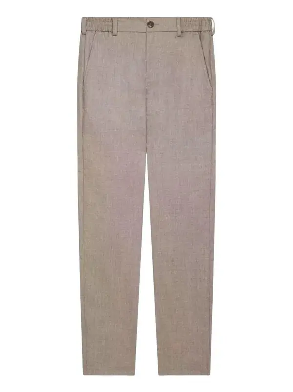 VALENZA Flannel Stretch Tapered Trousers - Neutrals