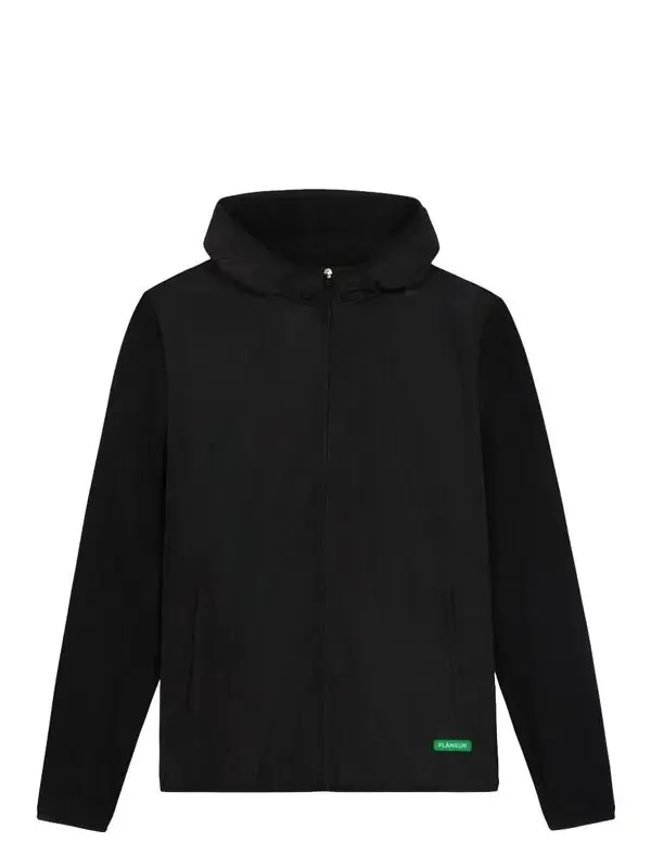 FLANEUR Badge Technical Panelled Zip-up Jacket - Black