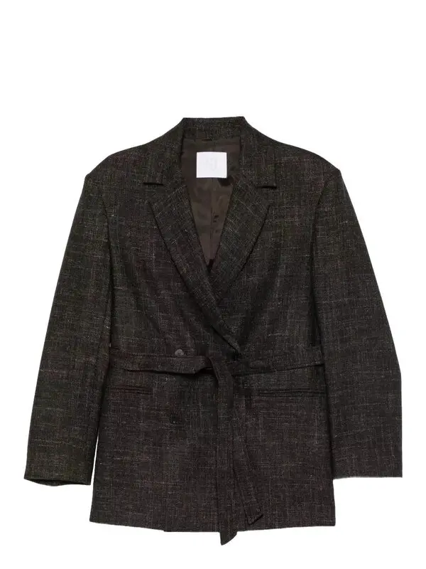 Sú Belted Double-breasted Blazer - Grey