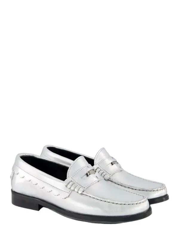 TORAL SHOES Metallic Scalloped-trim Loafers - Silver