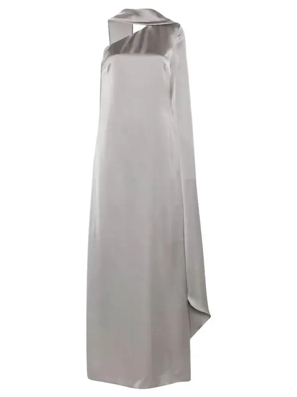 Solace London Newman One-shoulder Cape Maxi Dress - Silver