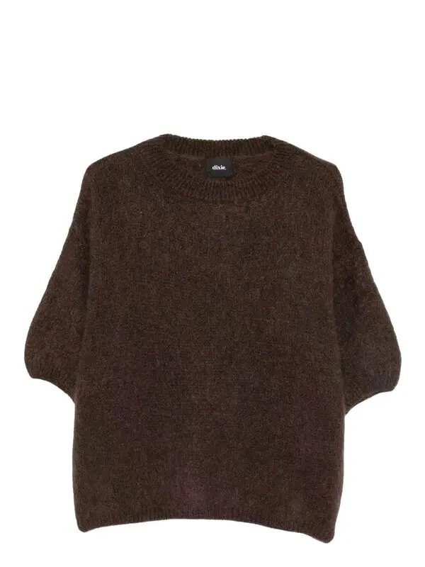 Dixie Short-sleeve Knitted Sweater - Brown