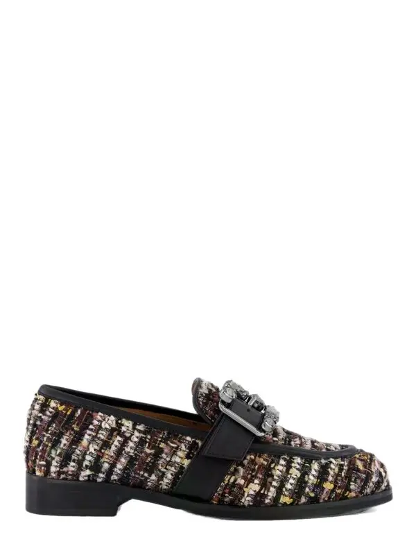 GIBALDI Martina T Duilio 3 Crystal-embellished Tweed Loafers - Black