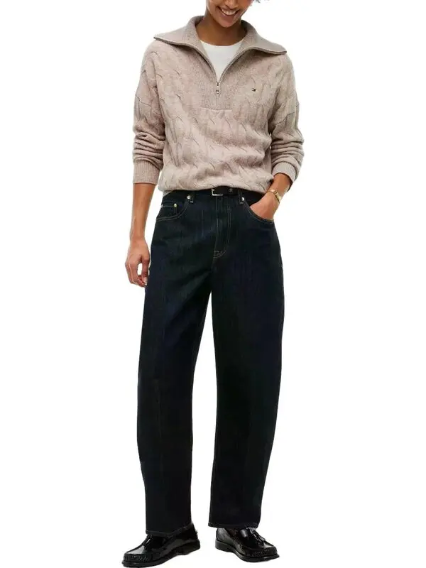 Tommy Hilfiger Cable-knit Quarter-zip Sweater - Neutrals
