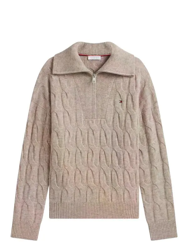 Tommy Hilfiger Cable-knit Quarter-zip Sweater - Neutrals