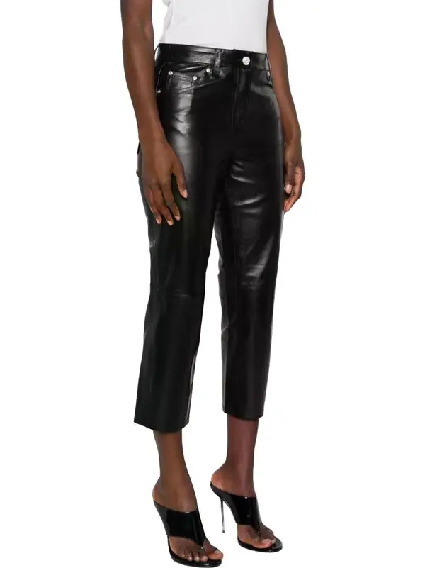 IRO PARIS Leather Cropped Trousers - Black