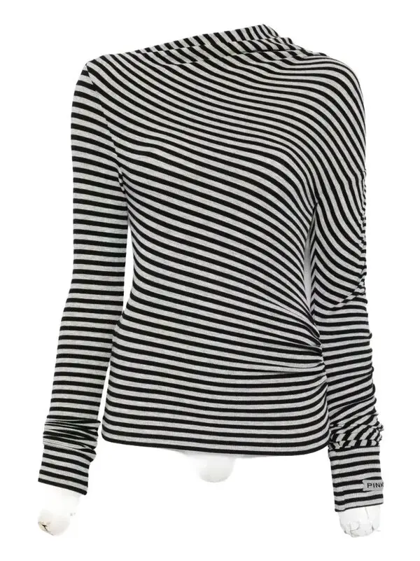 Pinko Striped Draped T-shirt - Grey
