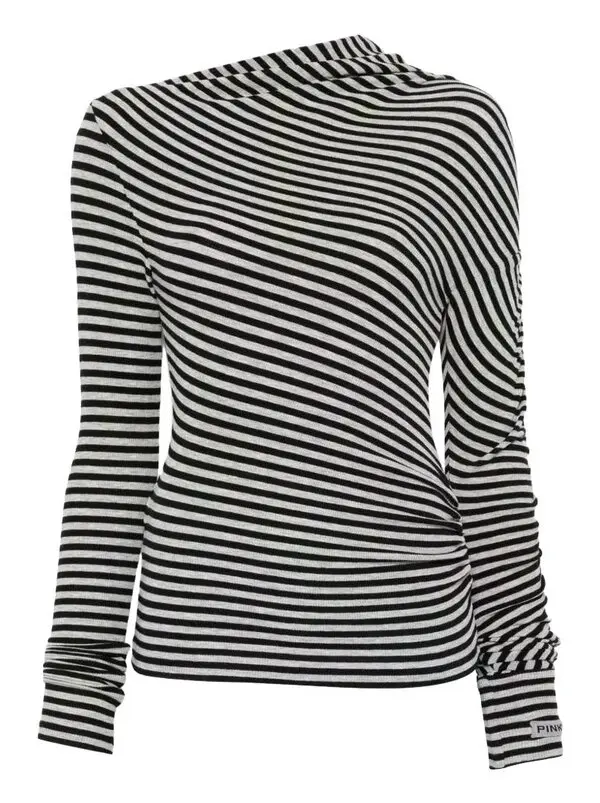 Pinko Striped Draped T-shirt - Grey