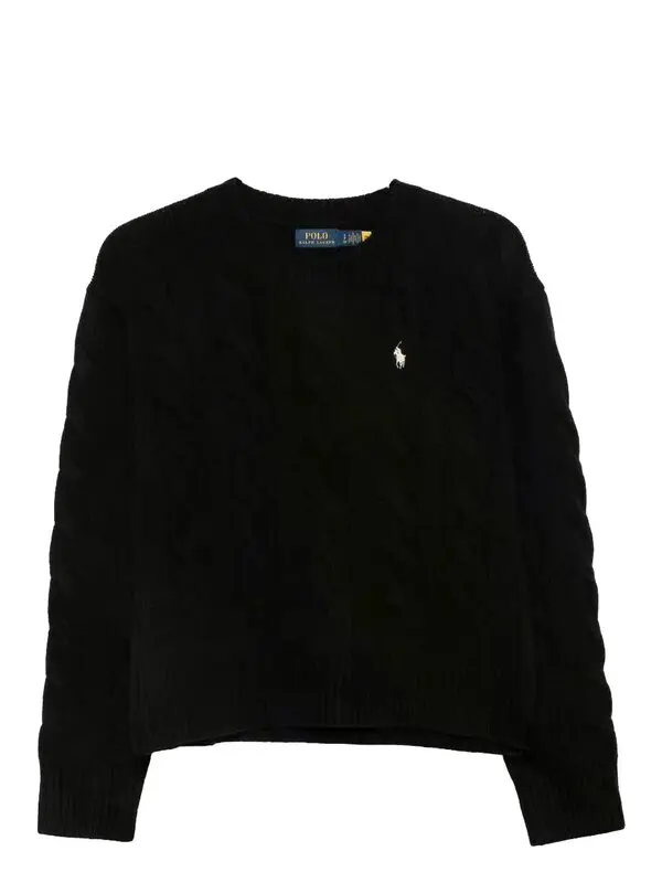 Polo Ralph Lauren Cable-knit Embroidered-logo Sweater - Black