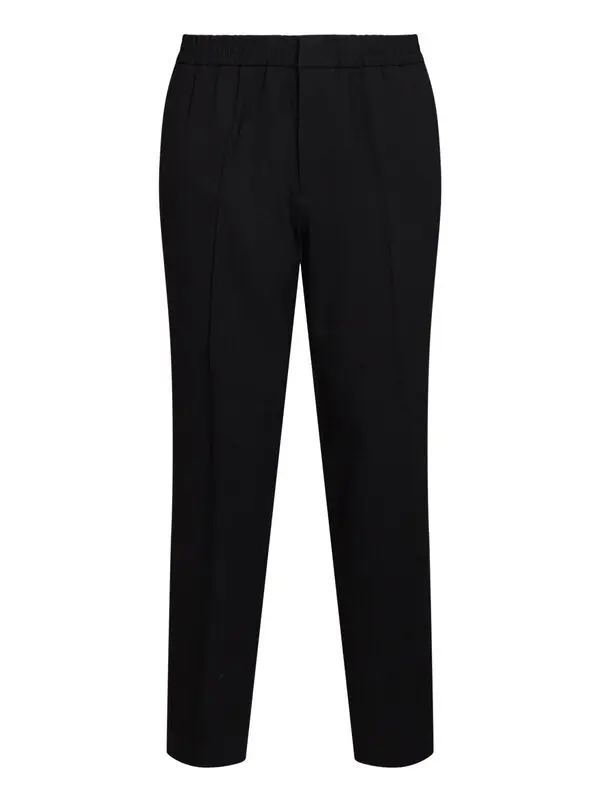 AMI Paris Black Wool Serge Trousers With Elasticated Waistband - Multicolor