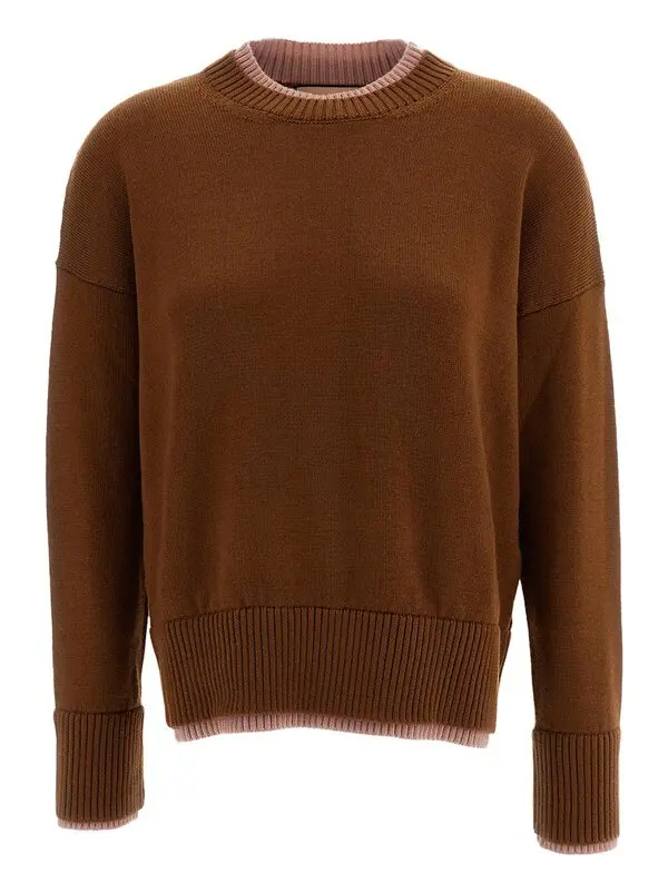 Plan C Maglione Girocollo Effetto Layering - Multicolore