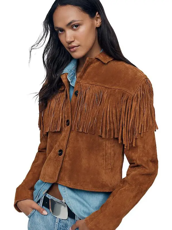 Blanknyc Smoked Paprika Suede Frged Jacket - Rust