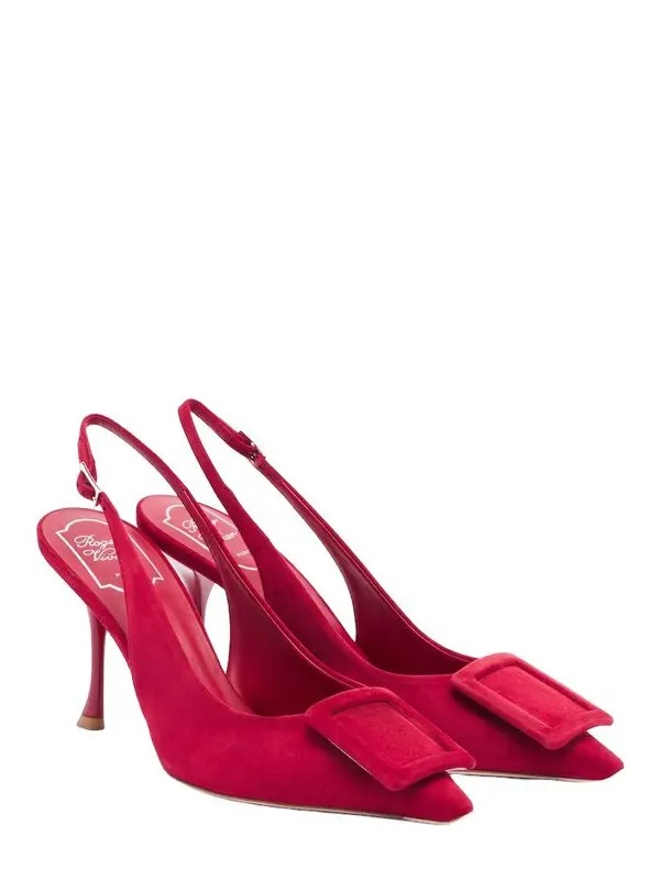 ROGER VIVIER Viv' In The City Suede Slingback Pumps - Red
