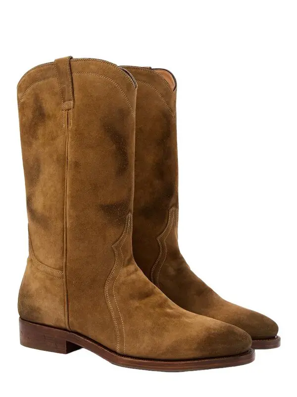 JIL SANDER Distressed Suede Ankle Boots - Brown