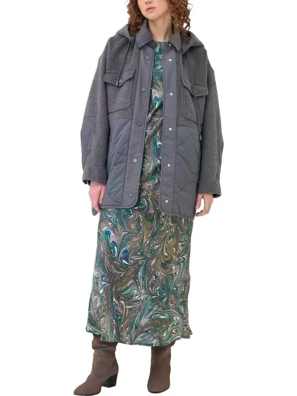 OTTOD'AME Quilted-panel Hooded Coat - Grey