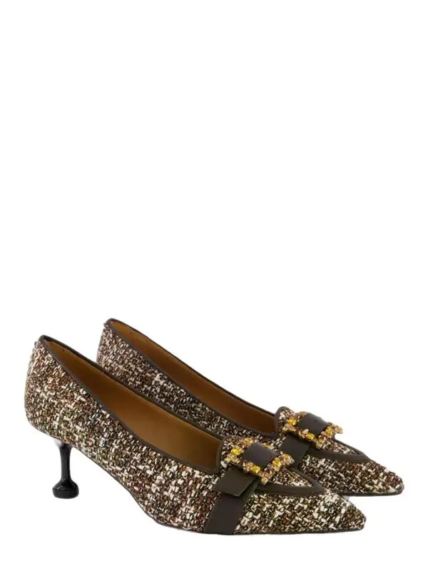 GIBALDI Martina Tweed Heeled Pumps - Brown