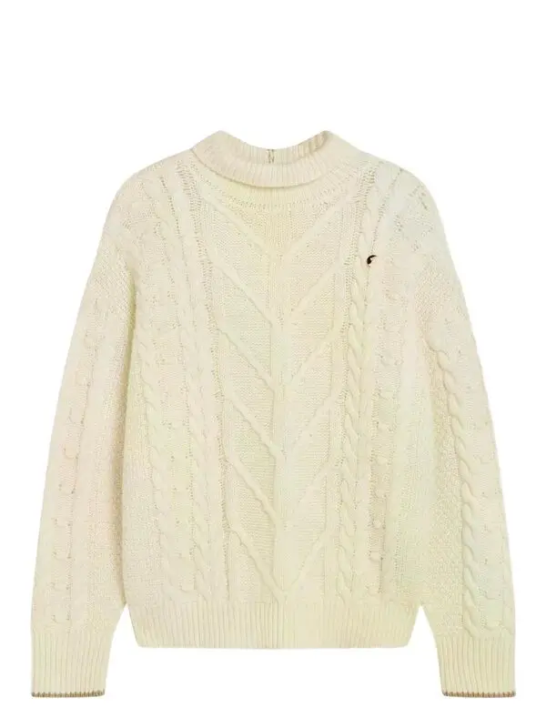 Scotch & Soda Cable-knit High-neck Sweater - Neutrals