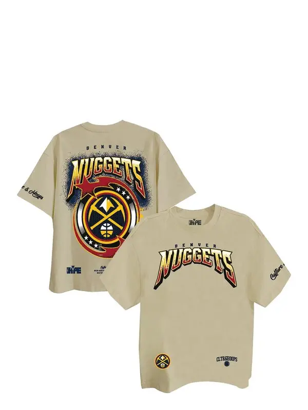 TWO HYPE Denver Nuggets Drip & Dime Elevated Drop Shoulder T-shirt - Cream