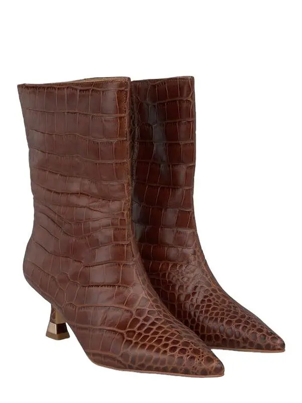 ALMA EN PENA Metallic Heeled Ankle Boot - Camel