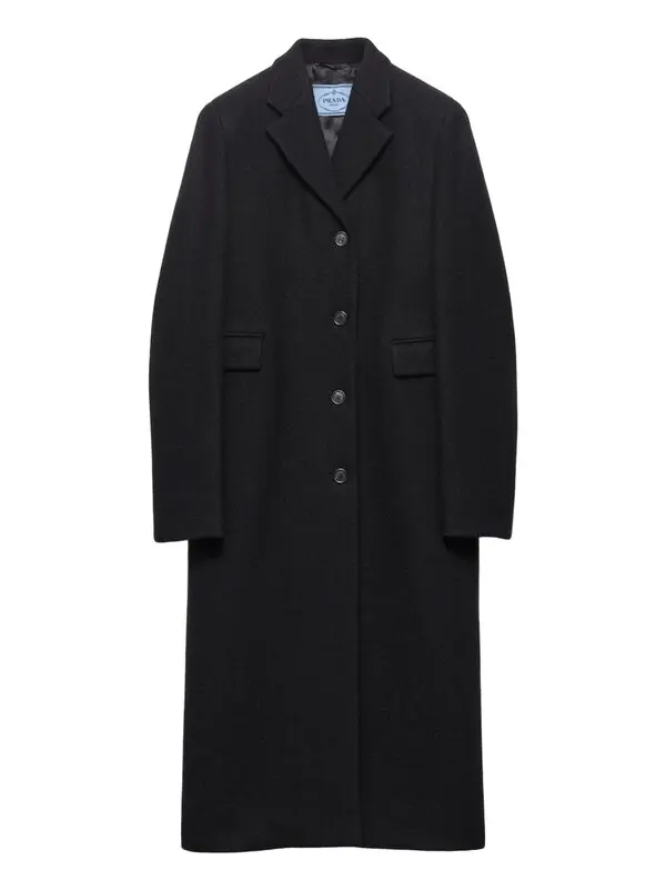 Prada Single-breasted Shetland Wool Coat - Black