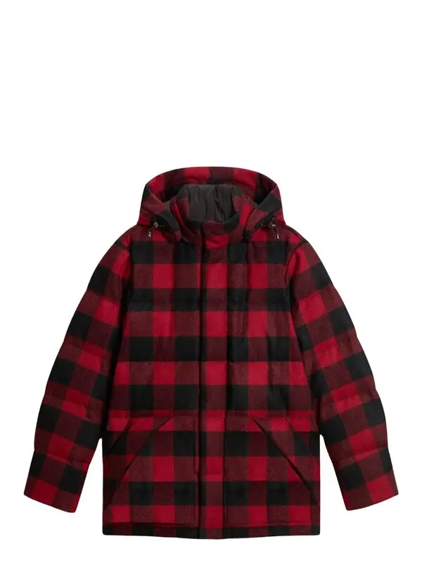 Woolrich Quilted Check Moon Parka - Red