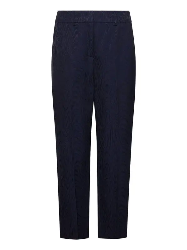 Marella Moiré Straight Trousers - Navy