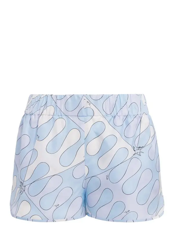 Emilio Pucci Silk Leocorno Print Shorts - Blue