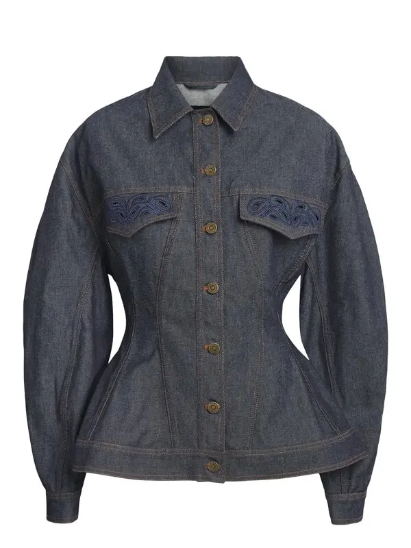 CHRISTIE BROWN Laser-cut Denim Jacket - Navy