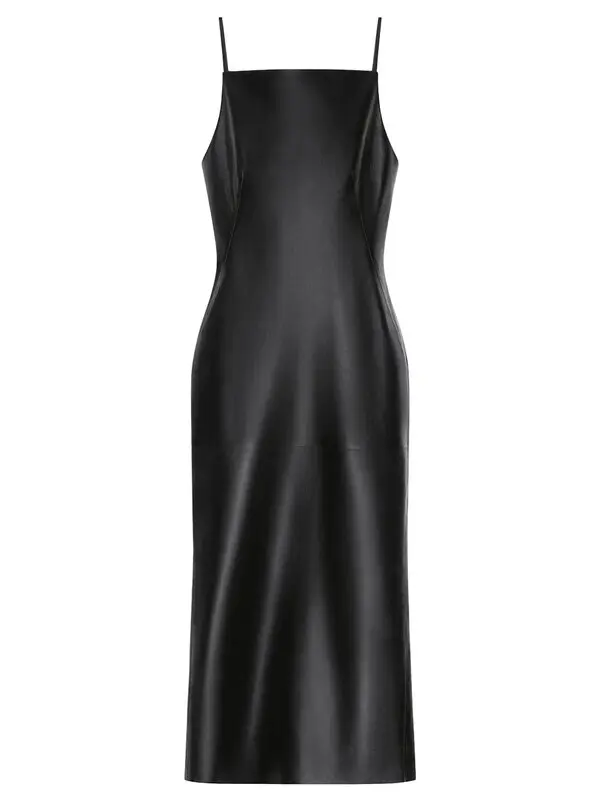 Givenchy Lambskin Sliced Kick-back Midi Dress - Black