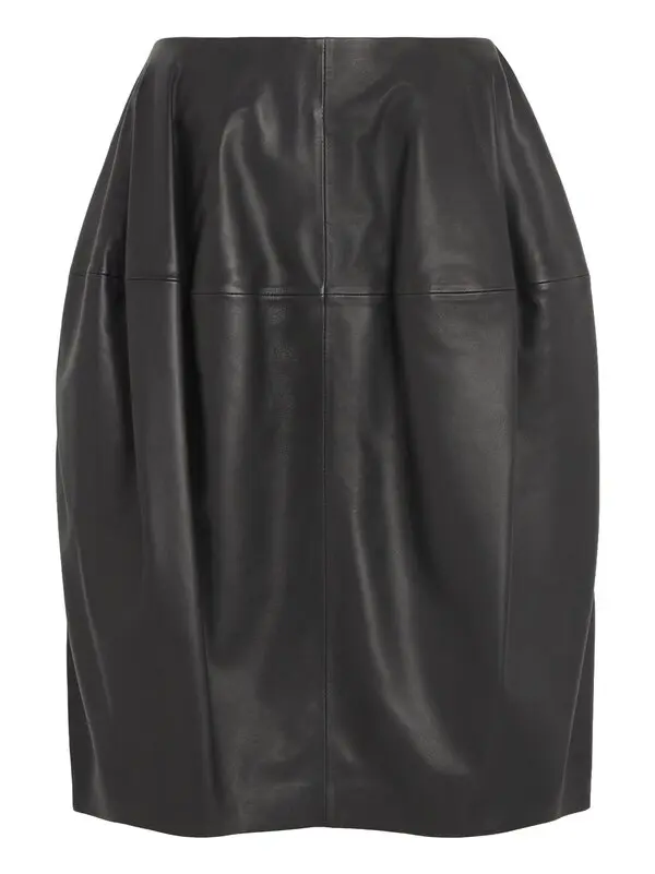 TOTEME Leather Midi Skirt - Black