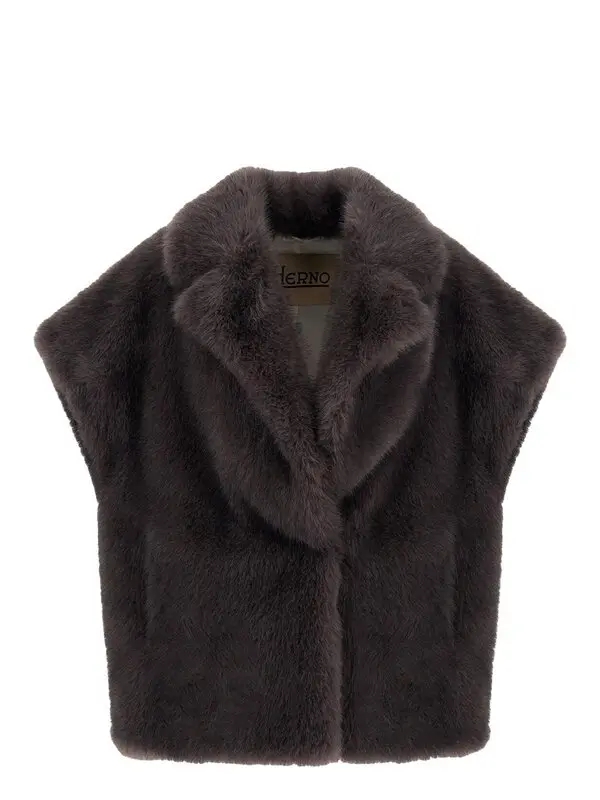 Herno Long-haired Faux Fur Vest - Grey