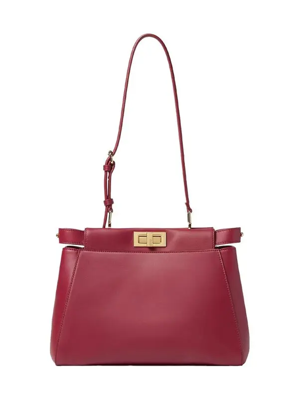 Fendi My Peekaboo Small Bag In Dark Leather - Red