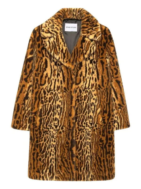 STAND STUDIO Camille Faux Fur Cocoon Coat - Multi