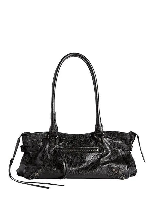 Balenciaga Le City East-west Bag In Arena Leather - Black