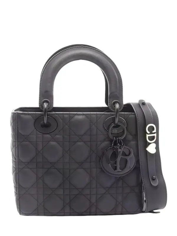 Dior 2010s Small Lady My Abcdior Cannage Handbag - Black