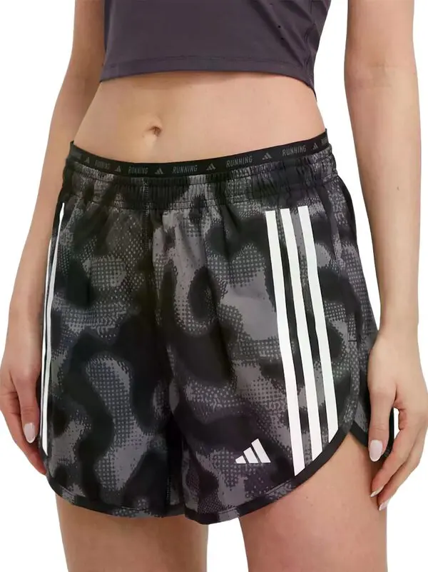Adidas Own The Run 3-stripes Allover Print Shorts - Black