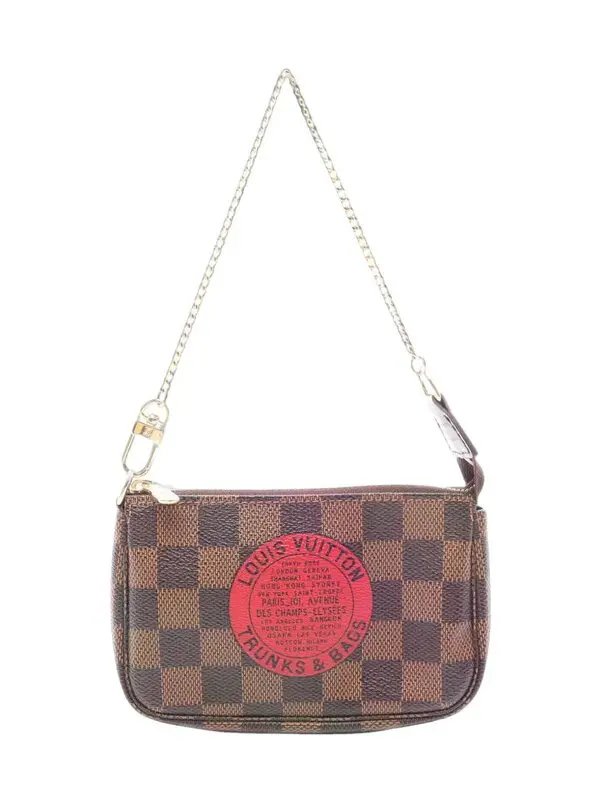 LOUIS VUITTON 2010 Mini Pochette Accessoires Trunks & Bags Damier Ebène Tote Bag - Brown