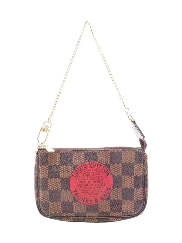 LOUIS VUITTON 2010 Mini Pochette Accessoires Trunks & Bags Damier Ebène Tote Bag - Brown