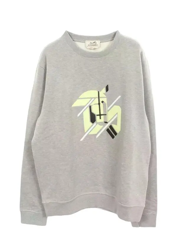 Hermès 2010s Leather Patch Hoodie - Grey