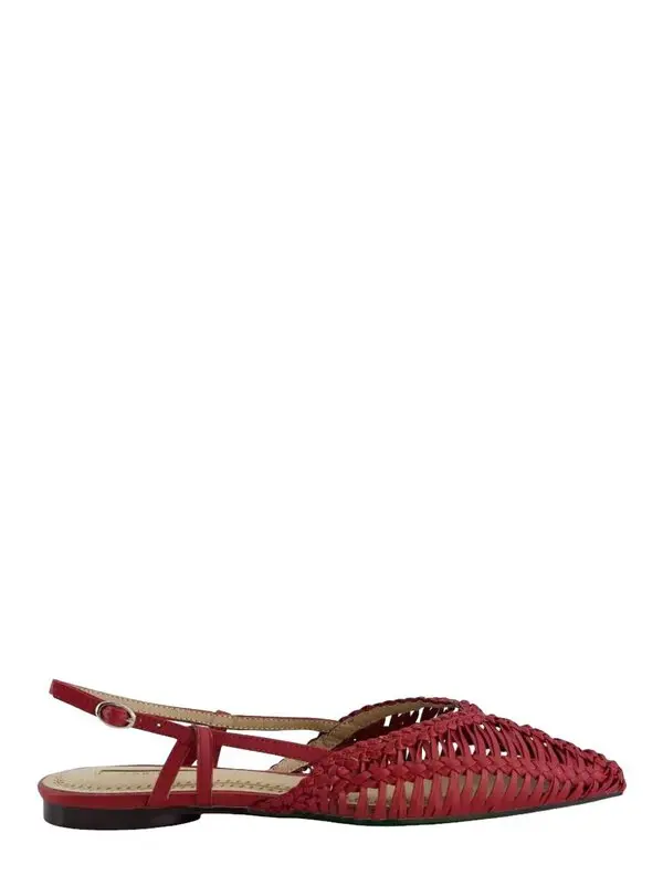 CORINA Woven Slingback Ballet Flats - Red