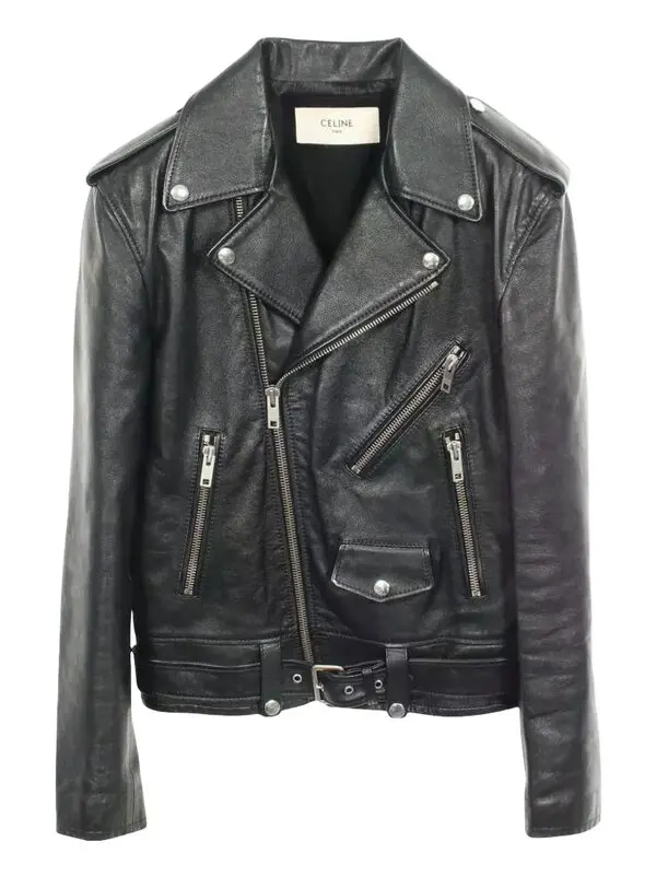 Celine 2010s Biker Leather Jacket - Black