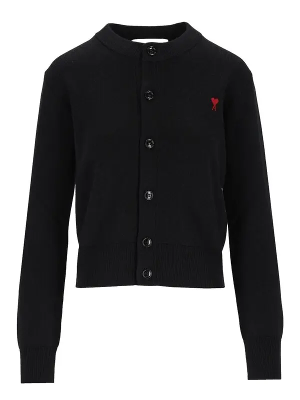 AMI Paris Knitted Cardigan - Black