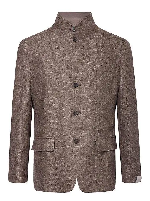 Corneliani Removable-neck Trim Wool Blazer - Brown Multi
