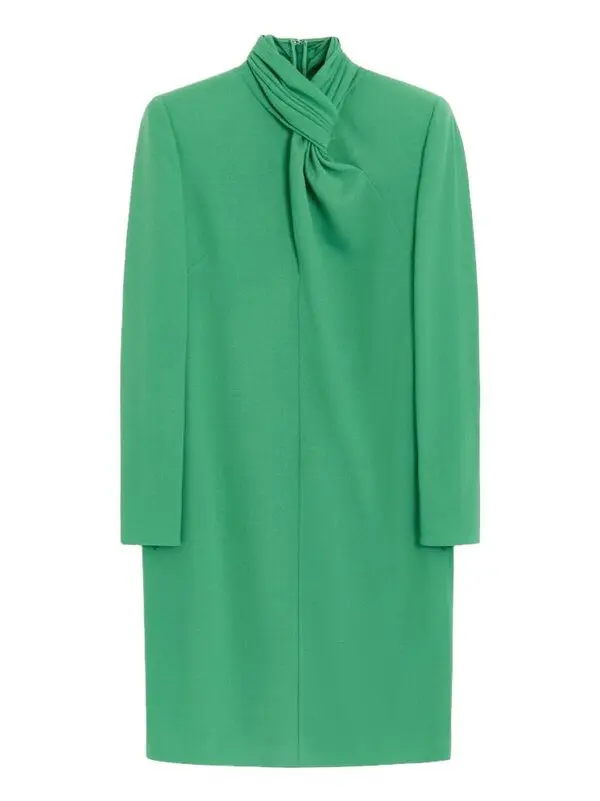 Valentino Garavani Short Dress In Crispy Light Wool - Emerald