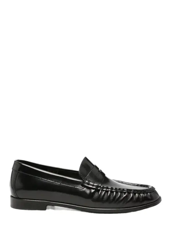 POEVE Penny-slot Ruched Loafers - Black