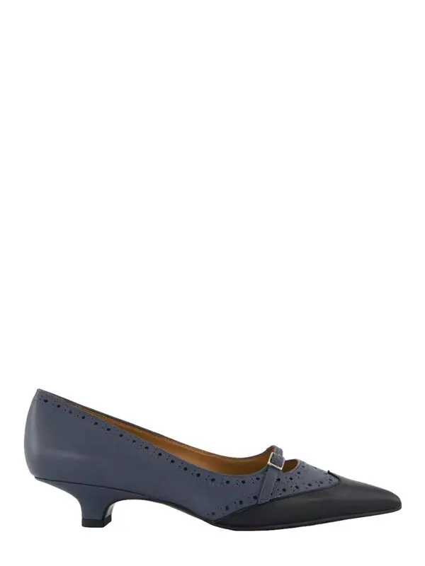 GIBALDI Martina T Brogue-detail Leather Pumps - Blue