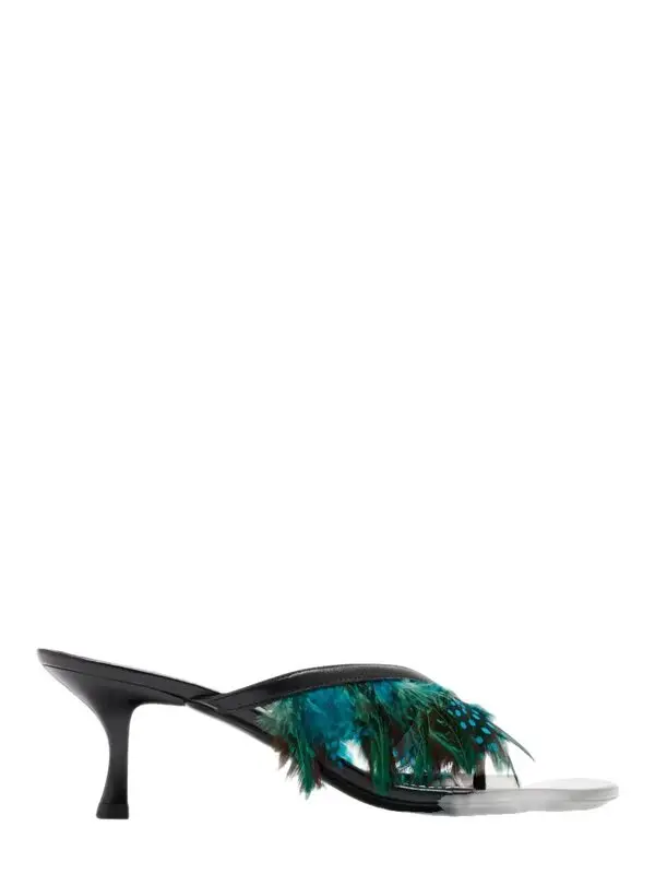 Staud Freja Feather-trim Sandals - Black