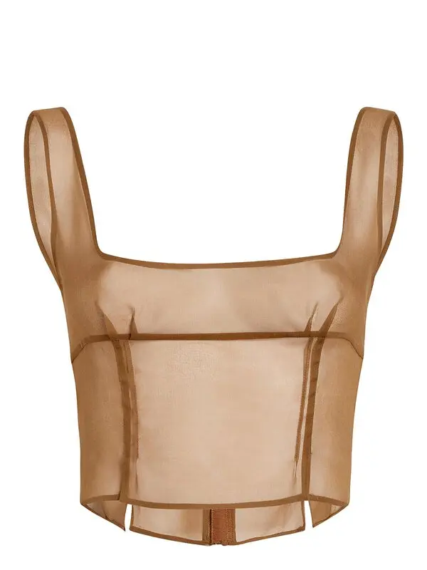 Khaite Estelle Scoop-neck Silk Top - Bronze
