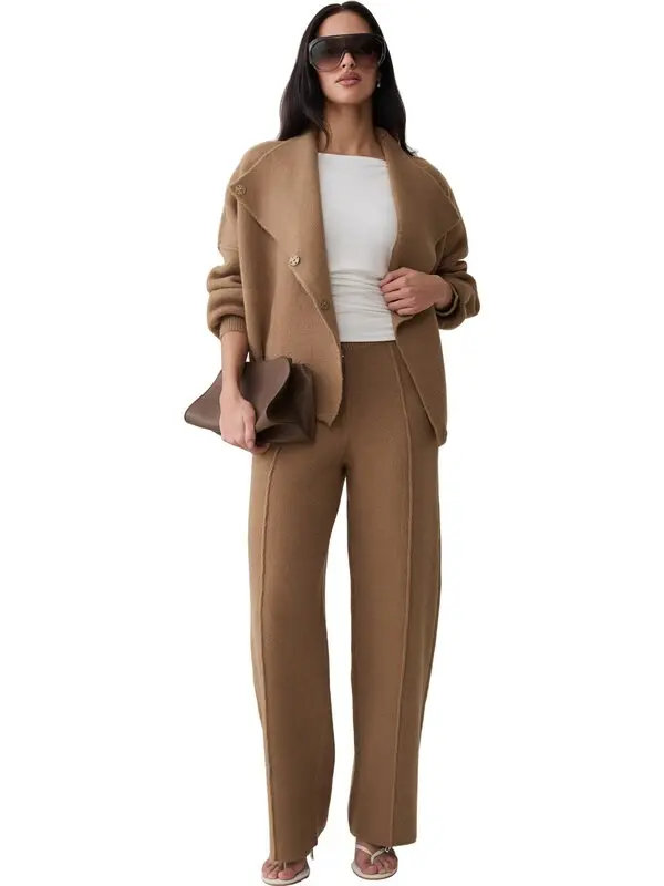 Meshki Brittany Pleat Front Knit Pants - Camel