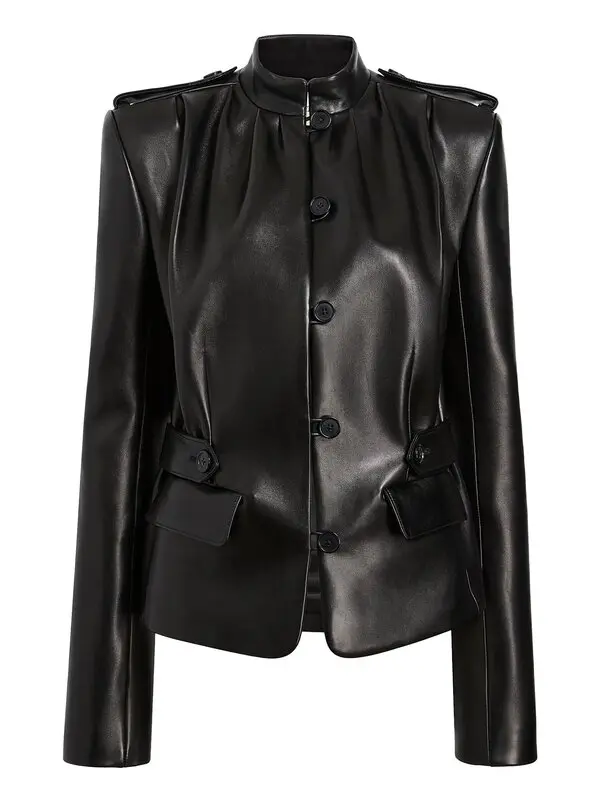 Khaite Jeda Mock-neck Leather Jacket - Black